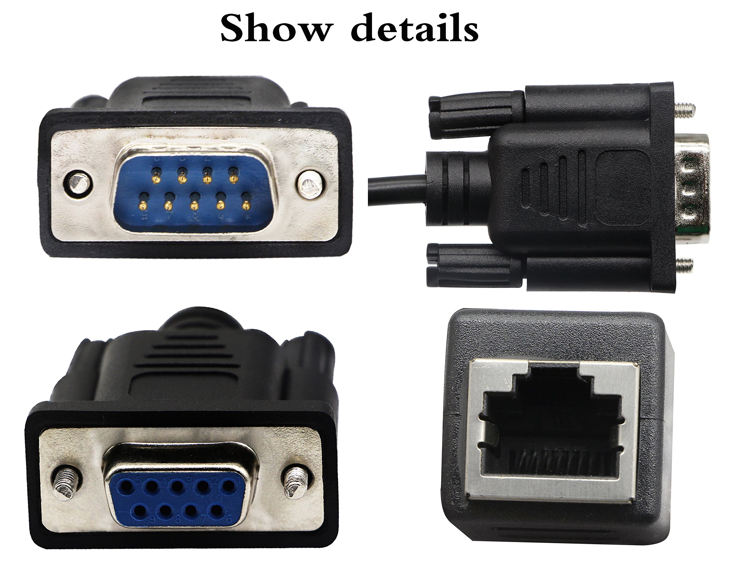zdyCGTime RJ45 to RS232 Cable, DB9 9-Pin Serial Port Female&Male to RJ45 Female Cat5/6 Ethernet LAN Console(15CM/6Inch) 2Pack
