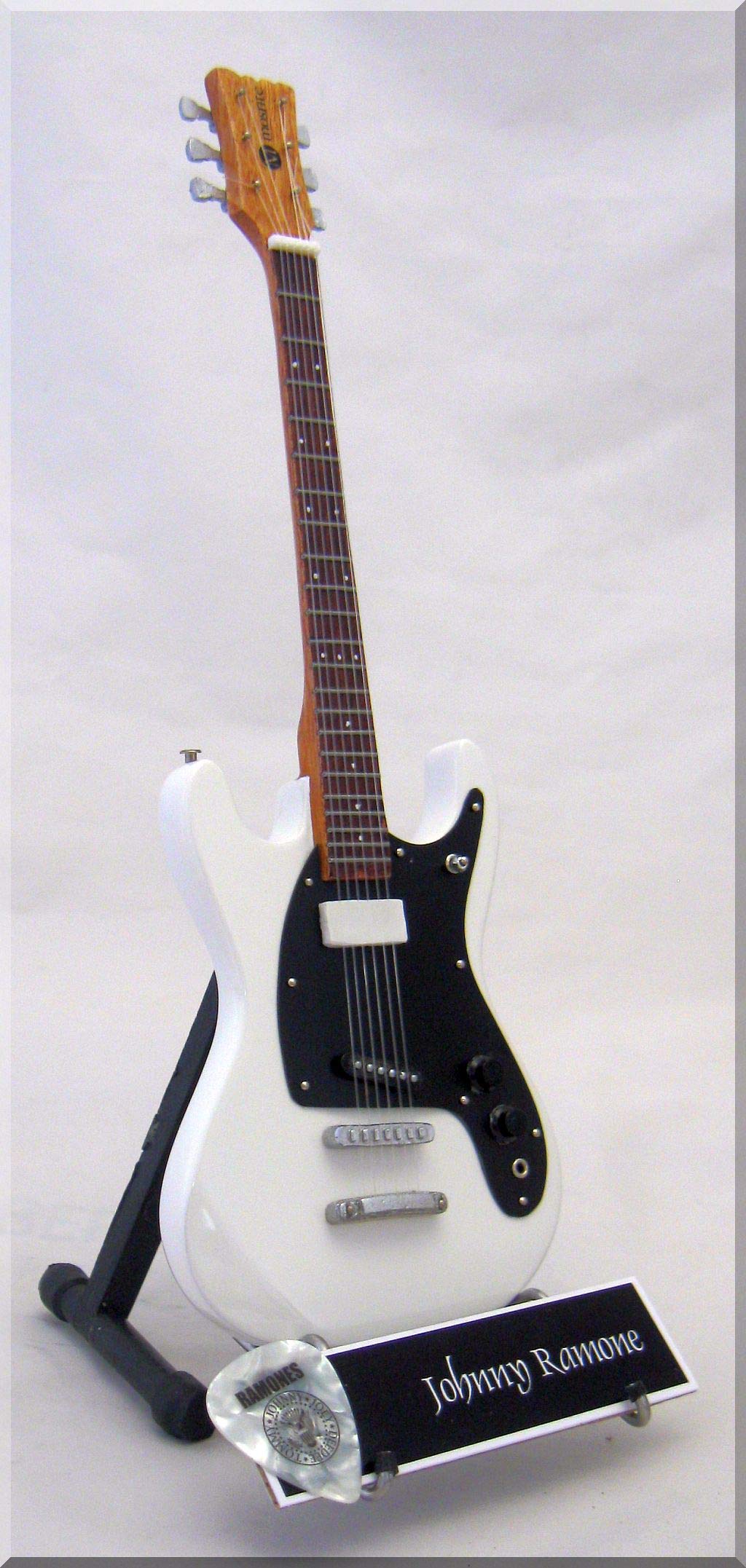 JOHNNY RAMONE Miniature Guitar with Guitar Pick