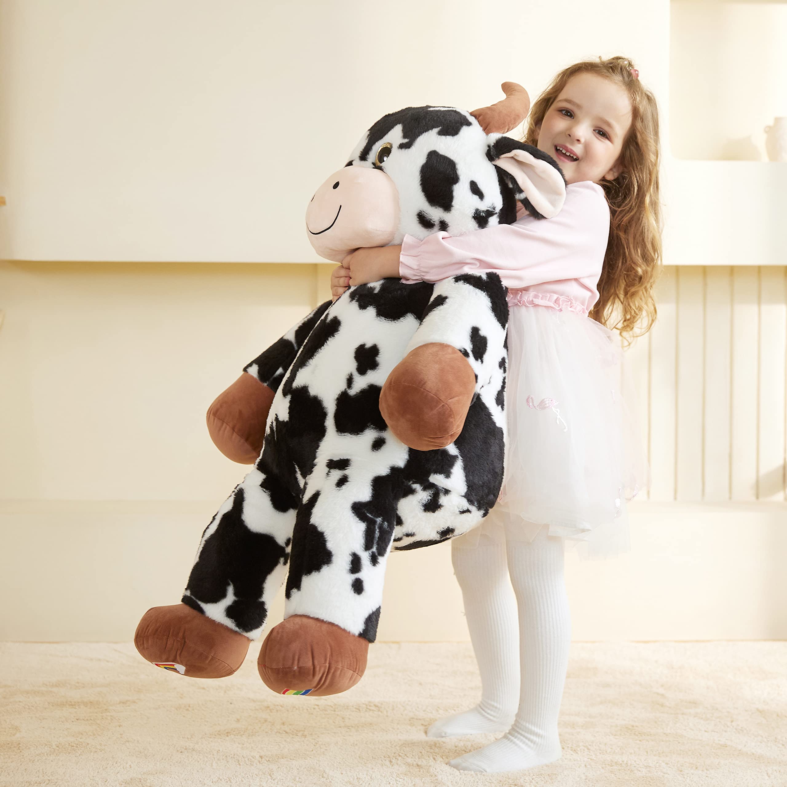 EARTHSOUND Giant Cow Stuffed Animal Plush Toy,Large Jumbo Cute Soft Toys,Big Size Huge Fluffy Plushy Oversized Fat Plushie,Gifts for Kid