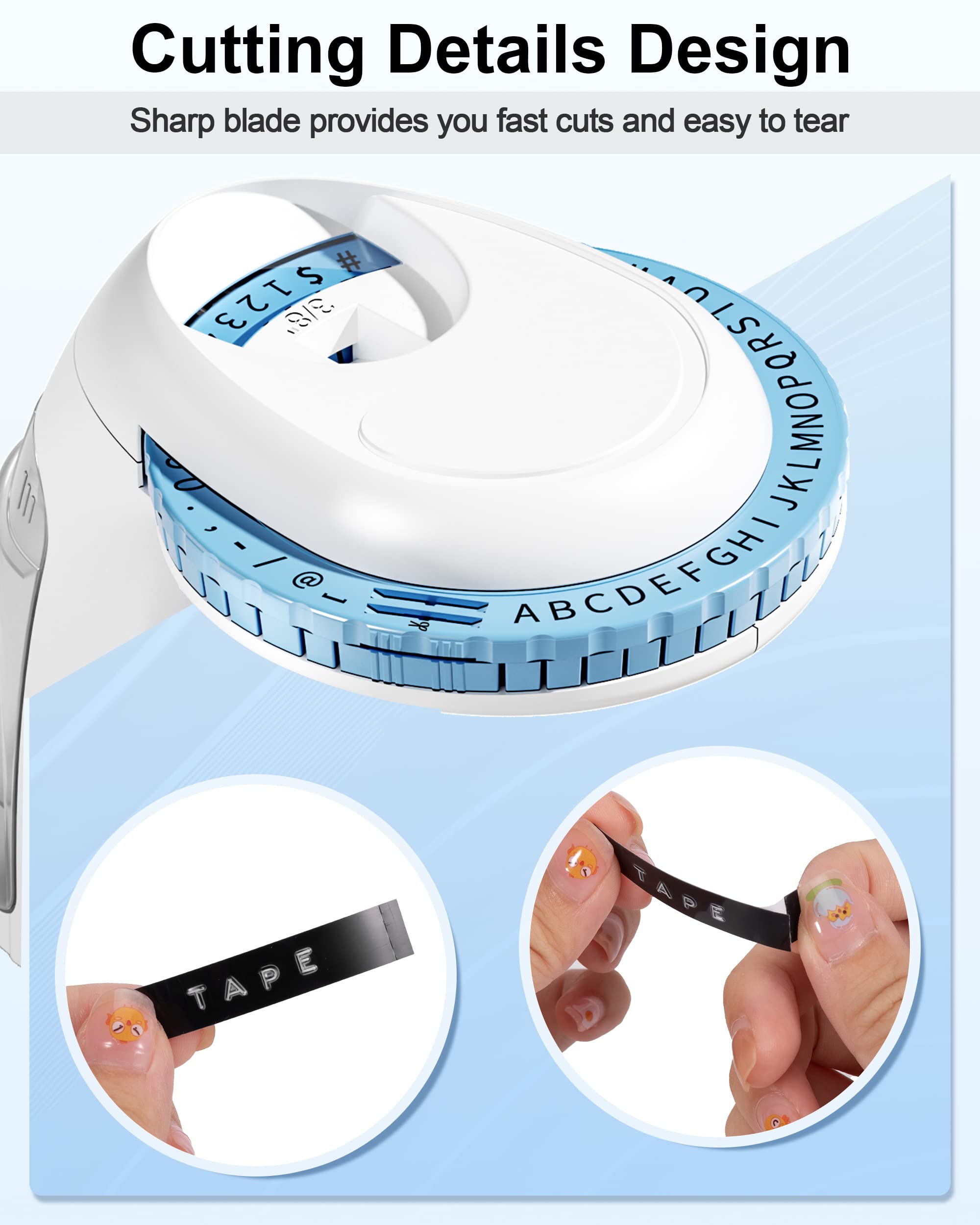 Airmall Omega S Embossing Label Maker, Embossed Label Maker Machine with 6 Tapes, 3D Vintage Handheld Embosser Label Printer, Blue Manual Portable Labeler for Home School Kitchen and DIY
