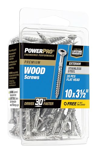 Power Pro Premium 305 Stainless Steel Wood Screws (#10 x 3-1/2") - 20pc