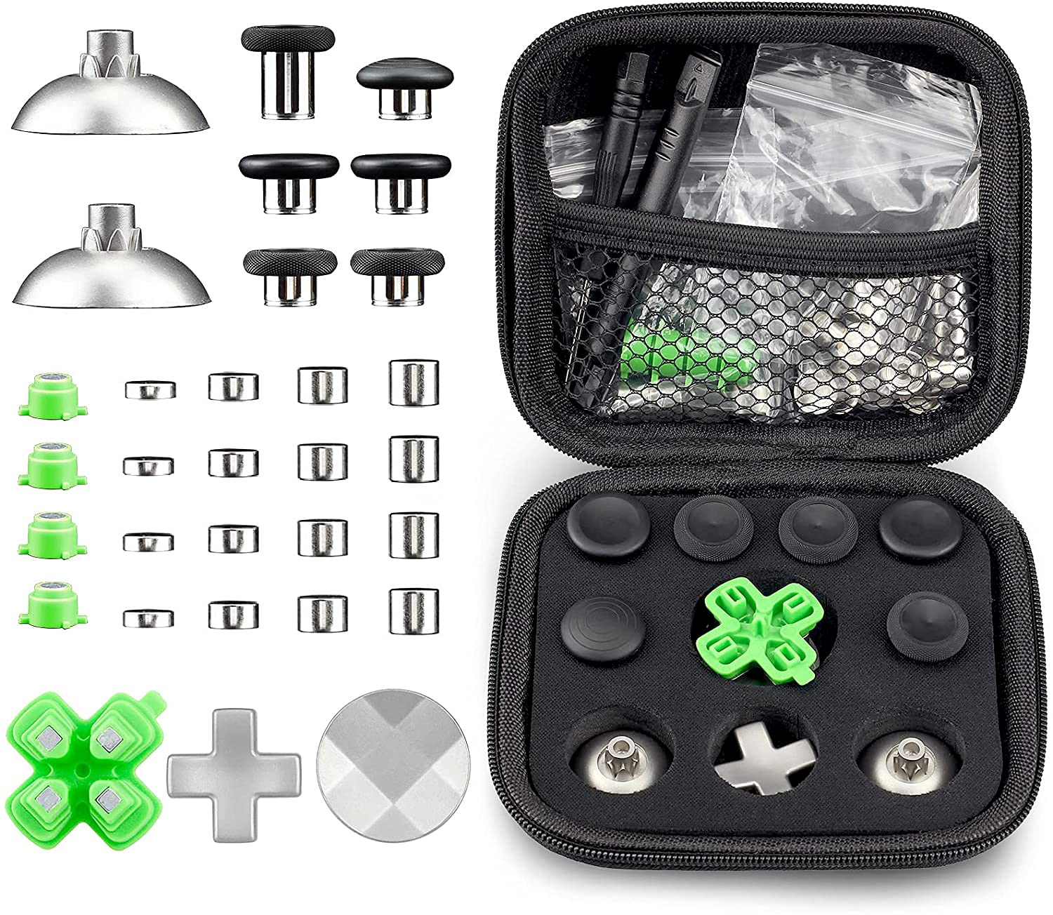 AQIDAP Replacment Parts Kits for PS5 Controllers,Magnetic Thumbsticks Buttons Dpads, Aluminium Thumbstick Joystick Adustable Height, Replacement Parts for Playstation 5, (31 in 1)