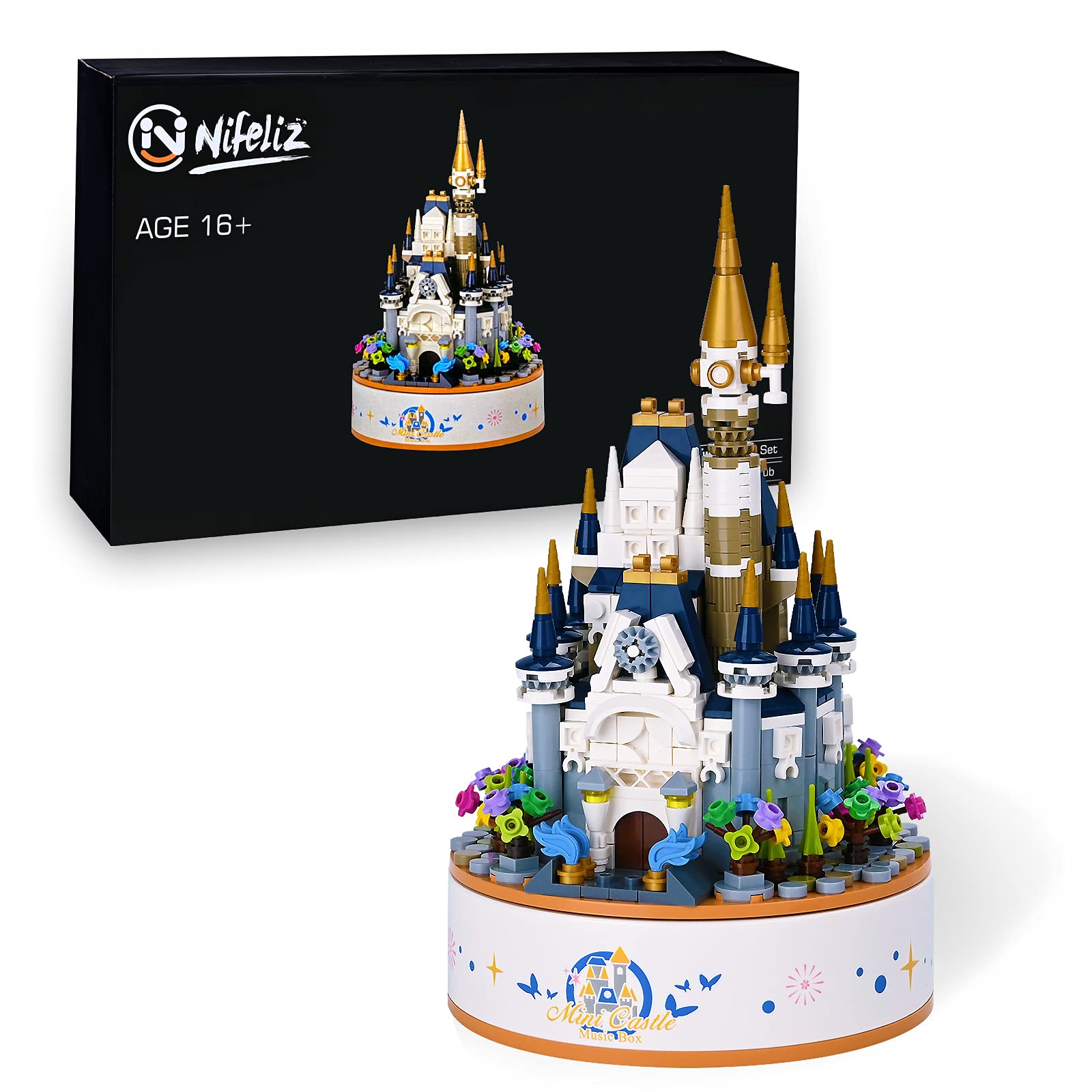 Nifeliz Castle Music Box Building Block Set. Construction Set to Build, Assembly Toy for Teens and Adult, Makes a Great Gift for People who Like Castle. New 2023 (617 PCS)