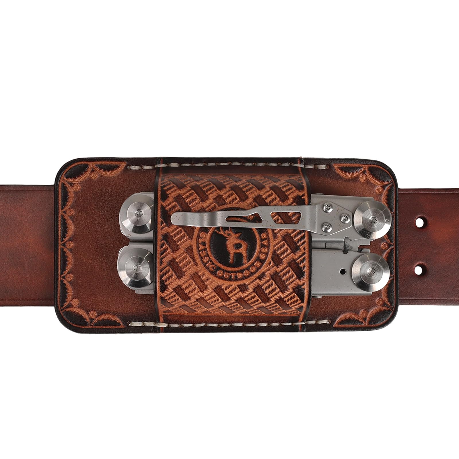 Tourbon Multitool Horizontal and Vertical Carry Leather Sheath for Belt Pocket Holder Carrier EDC Tools Draw Knife Holster Organizer