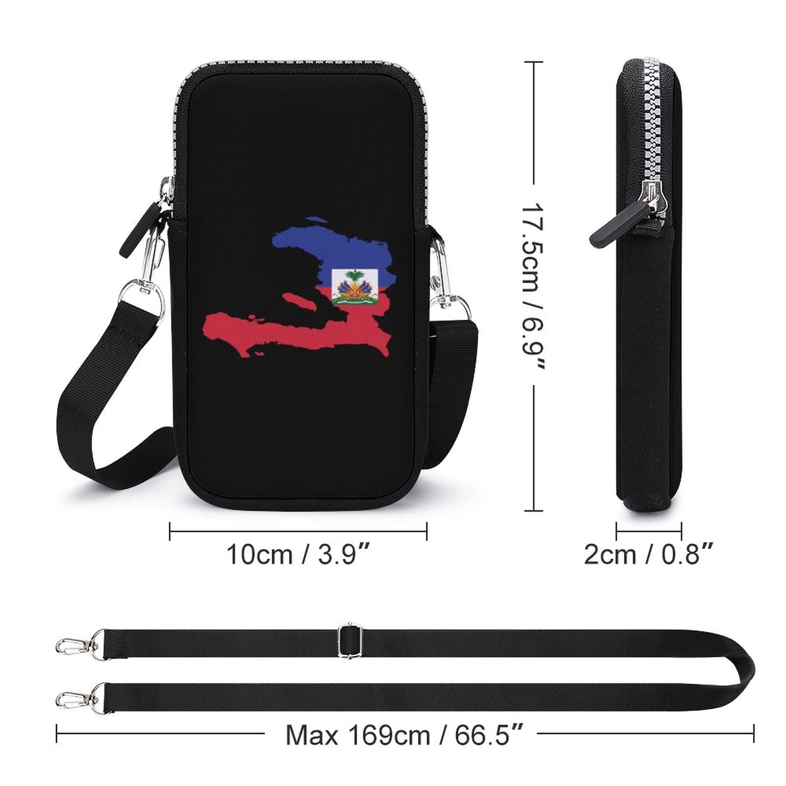 FunnyStar Haitian Flag Map Crossbody Phone Bag Shoulder Wallet Purse Cellphone Handbag with Adjustable Strap