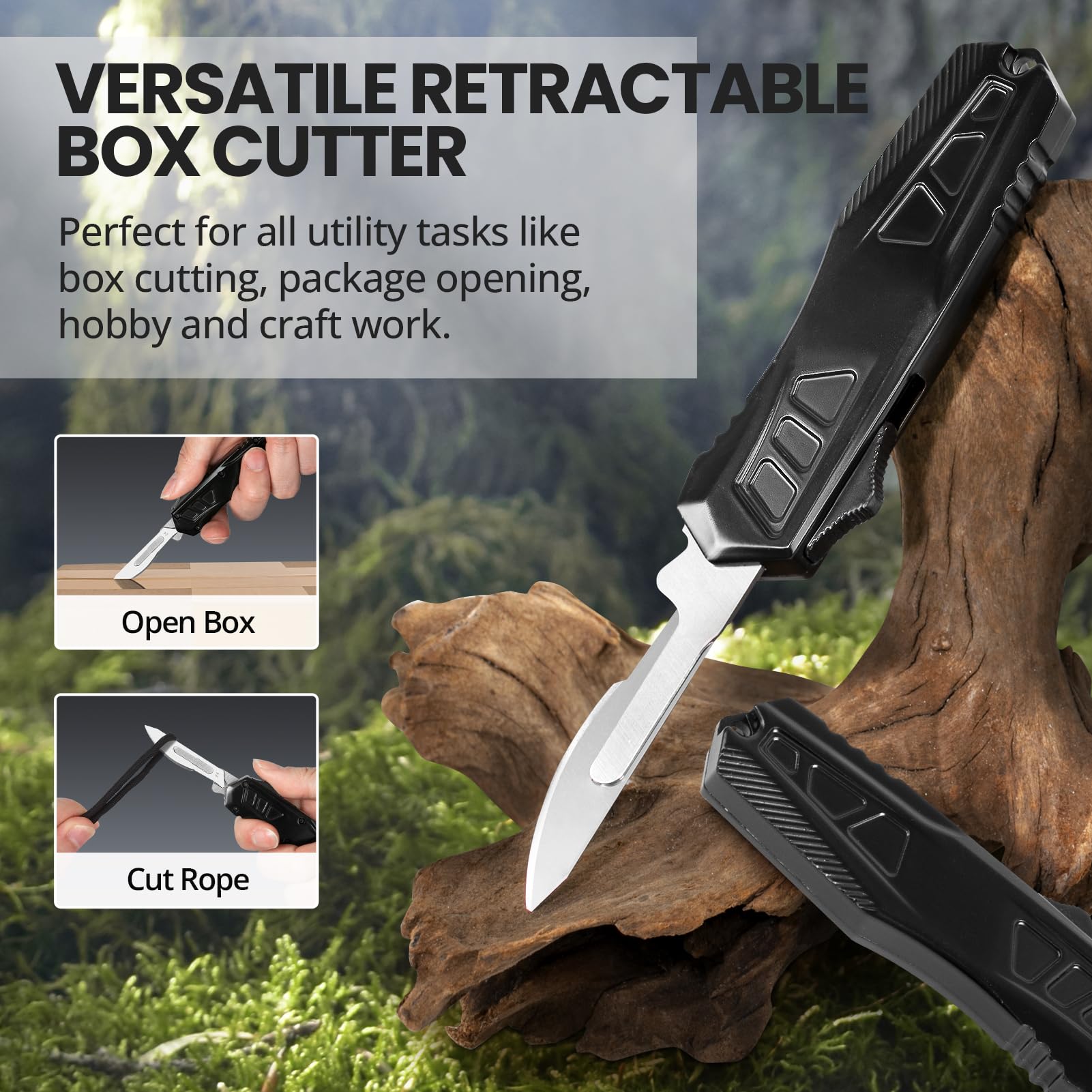 LYPOBALA Utility Knife, Retractable Box Cutter, Aluminum Alloy Shell Pocket knives, Small Scalpel Knife, EDC Knife, 10 Extra Carbon Steel Replacement Blades #24, Great Gift for Men Women