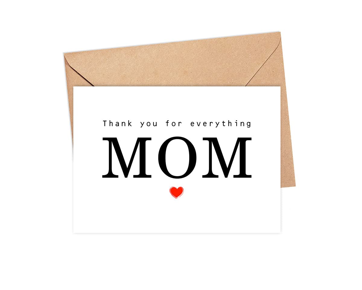 Yanashop88 Thank You For Everything Mom Card - Thank You Card - Mom Card - Mother's Day Card - Card For Her - Greeting Card For Birthday- Anniversary - Note Card - Thank You For Everything Card