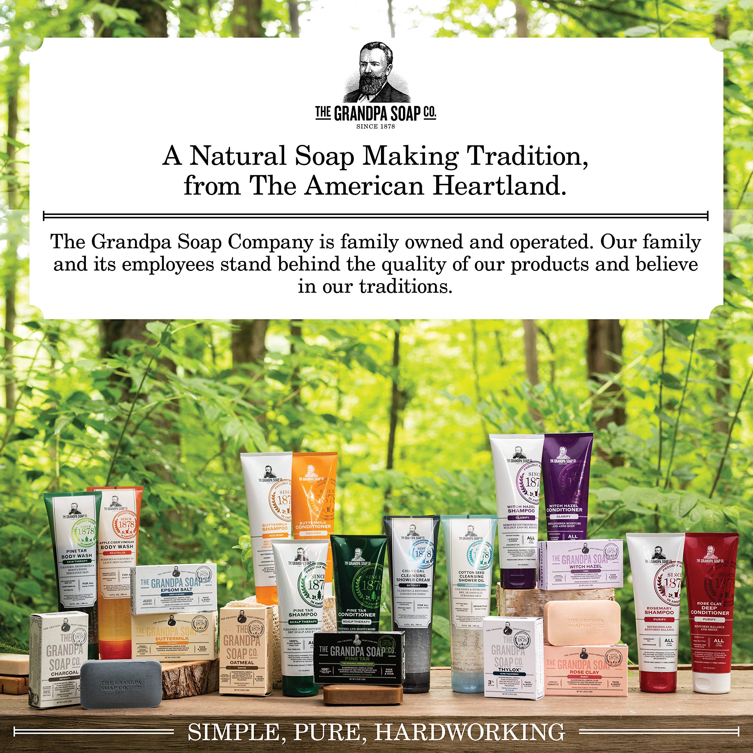 Pine Tar Bar Soap by The Grandpa Soap Company | The Original Wonder Soap | 3-in-1 Cleanser, Deodorizer & Moisturizer | 4.25 Oz. Each ? 3 Pack