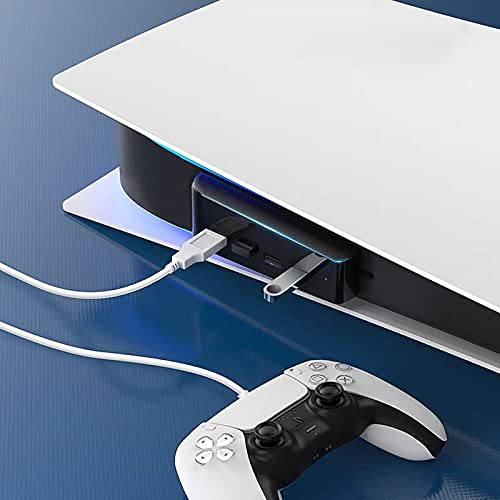 ECHZOVE USB HUB for PS5, Playstation 5 Accessories, High-Speed Data Transfer, Fast Charging Ports for DualSense Controller, Hub Adapter for Playstation 5 Disc & Digital Edition