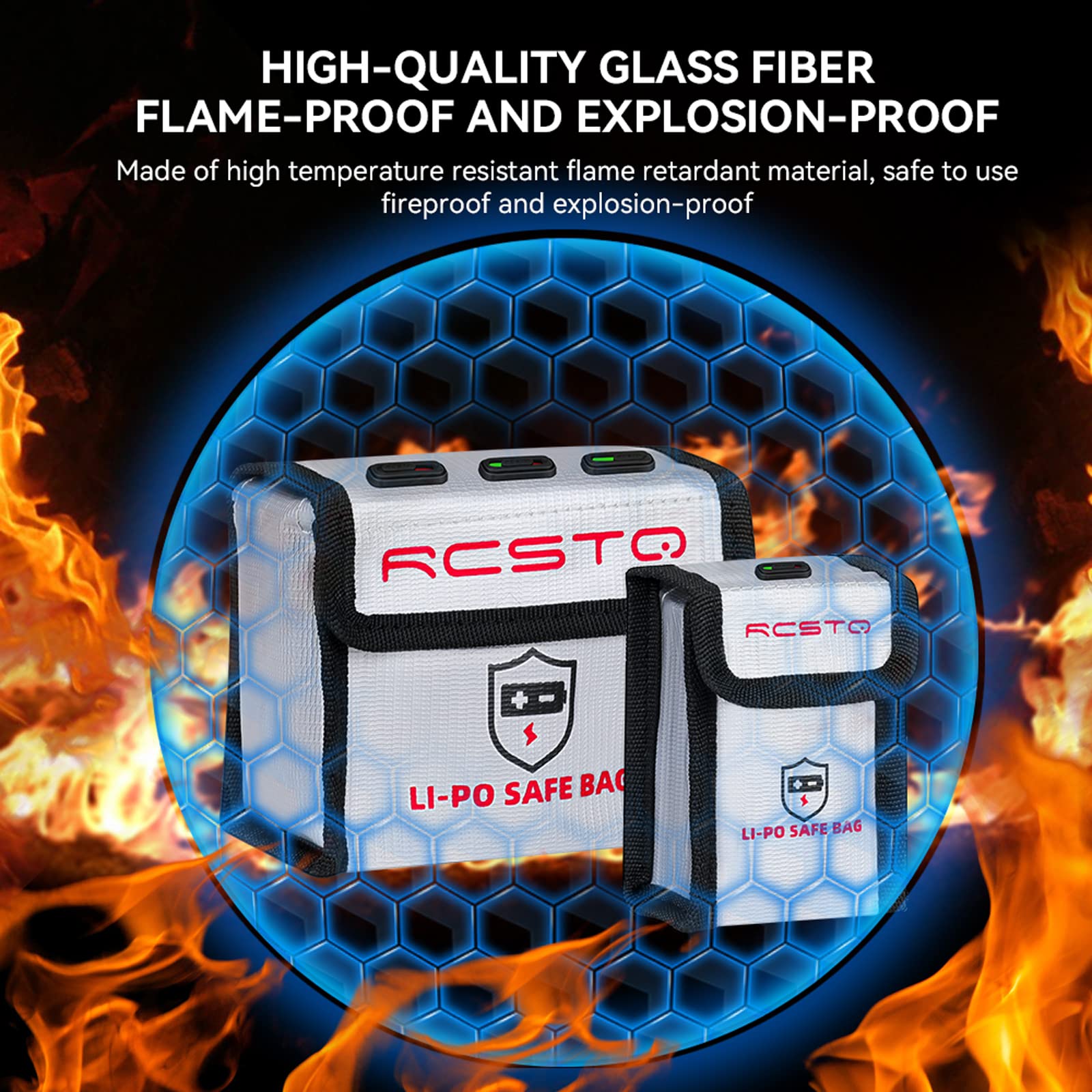 Antianxia Mini 3 Pro Lipo Battery Safe Bag Fireproof Explosion-Proof, Fire Retardant Lipo Bags, Batteries Charge Protector Bag,for DJI Mini 3 Pro Accessories (135x110x75mm)