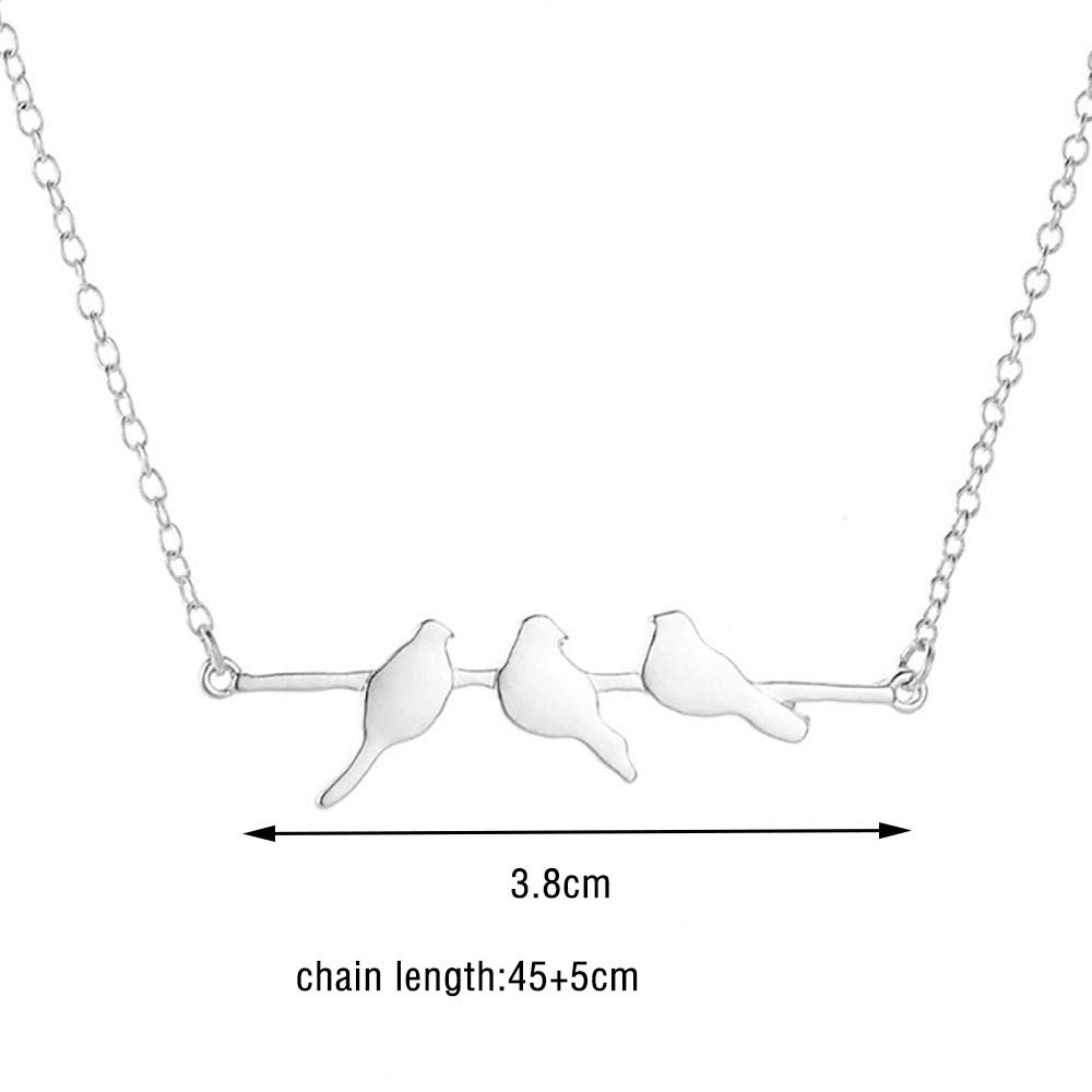 AKTAP Bird Necklace Birds on a Branch Necklace Three Little Birds Inspired Love Bird Jewelry