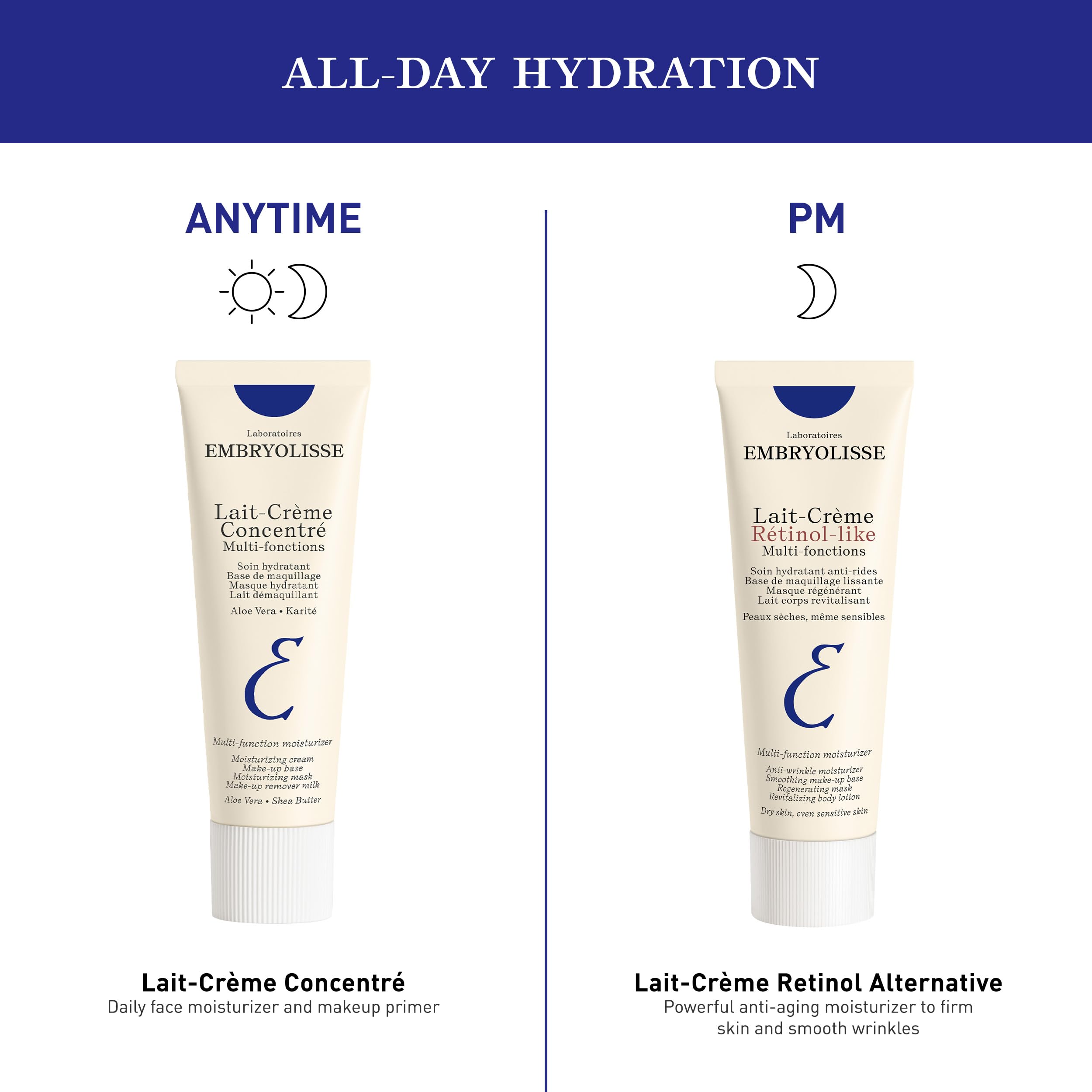 Embryolisse Lait-Crème Concentré, Multifunction Daily Moisturizer, Primer, and Makeup Remover, Suitable for All Skin Types. French Face Cream With Shea Butter & Aloe Vera, 2.54 Fl Oz