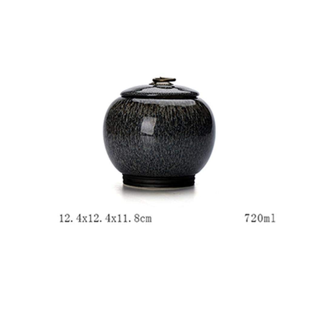 Airtight Lid Tea Canister for Loose Tea Spice Coffee Bean Tea Caddy Storage Ceramic Porcelain Jar for Tea Coffee Herb Spices Sugar and More (Blue)