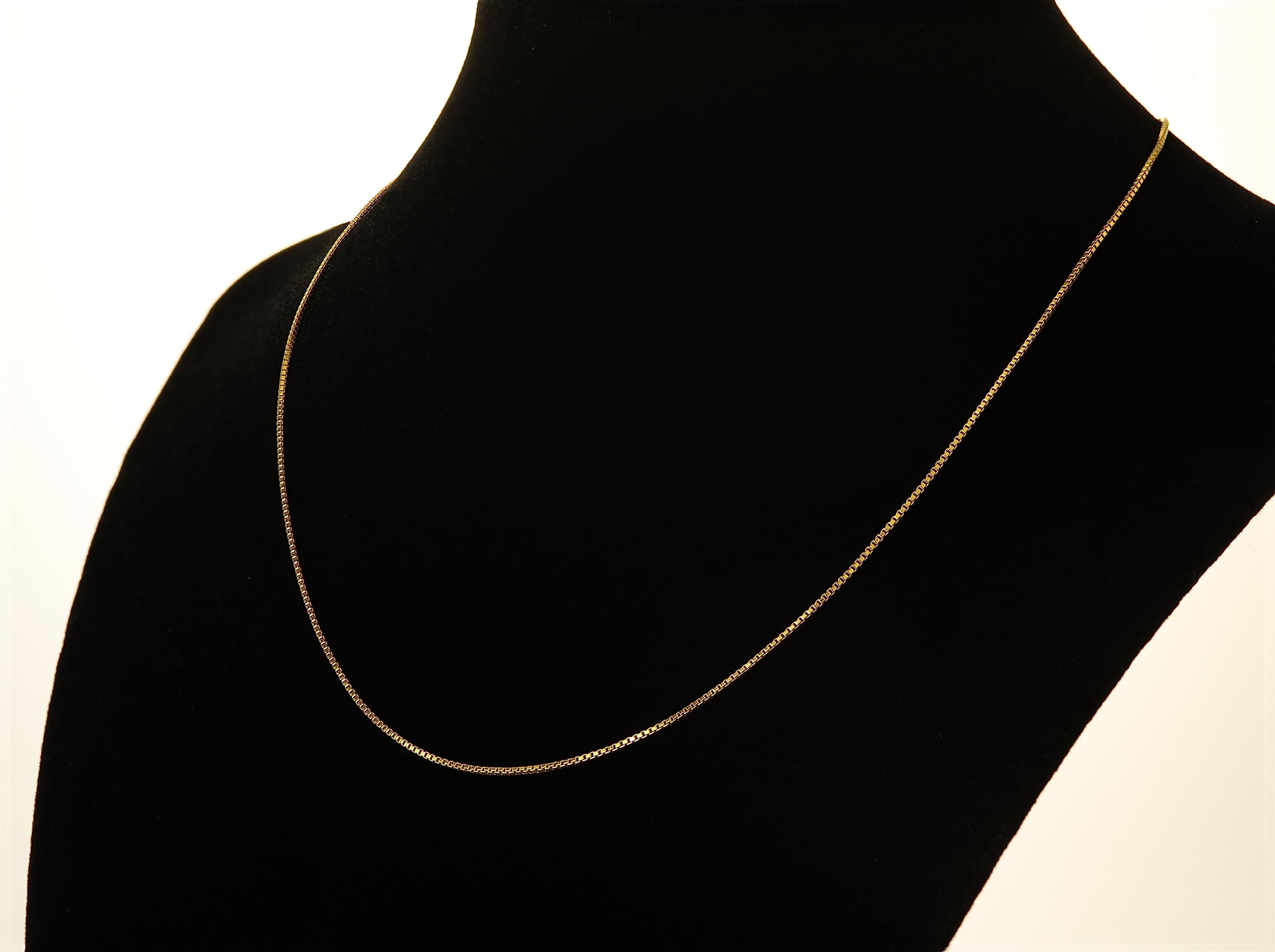 Ariana Lucci 14K Gold Filled Italian-Made Box Chain Necklace for Women and Men, Thin 0.8mm Non Tarnish, Timeless Classic Box Chain Pattern, 18"