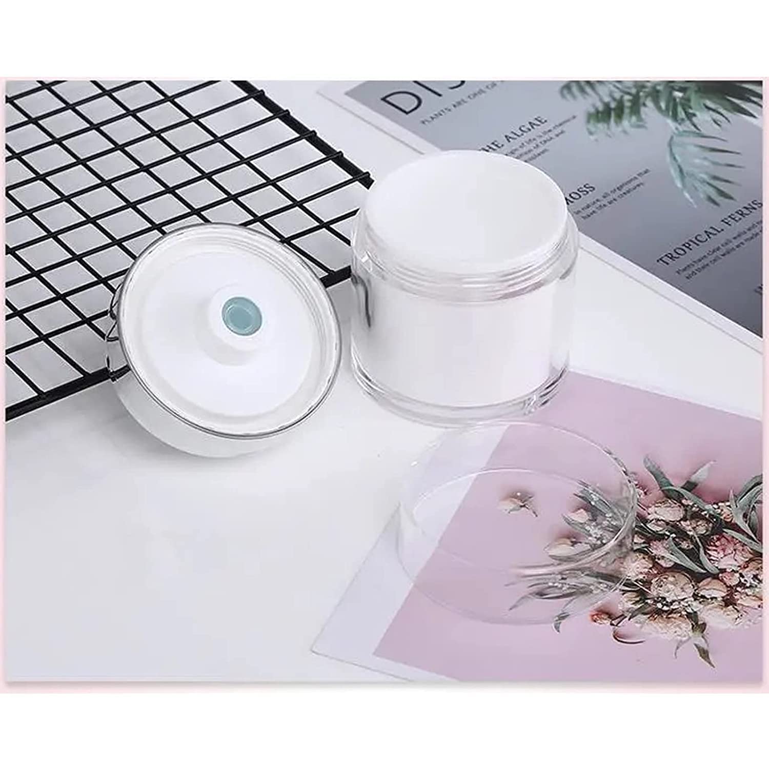 Airless Pump Jars Sets, Face Moisturizer Pump Dispenser Travel Size Pump Bottle Container for Lotion, Empty Airless Cosmetic Container Cream Jar Vacuum Bottle Dispenser Push Down Pump(15ml,30ml,50ml)