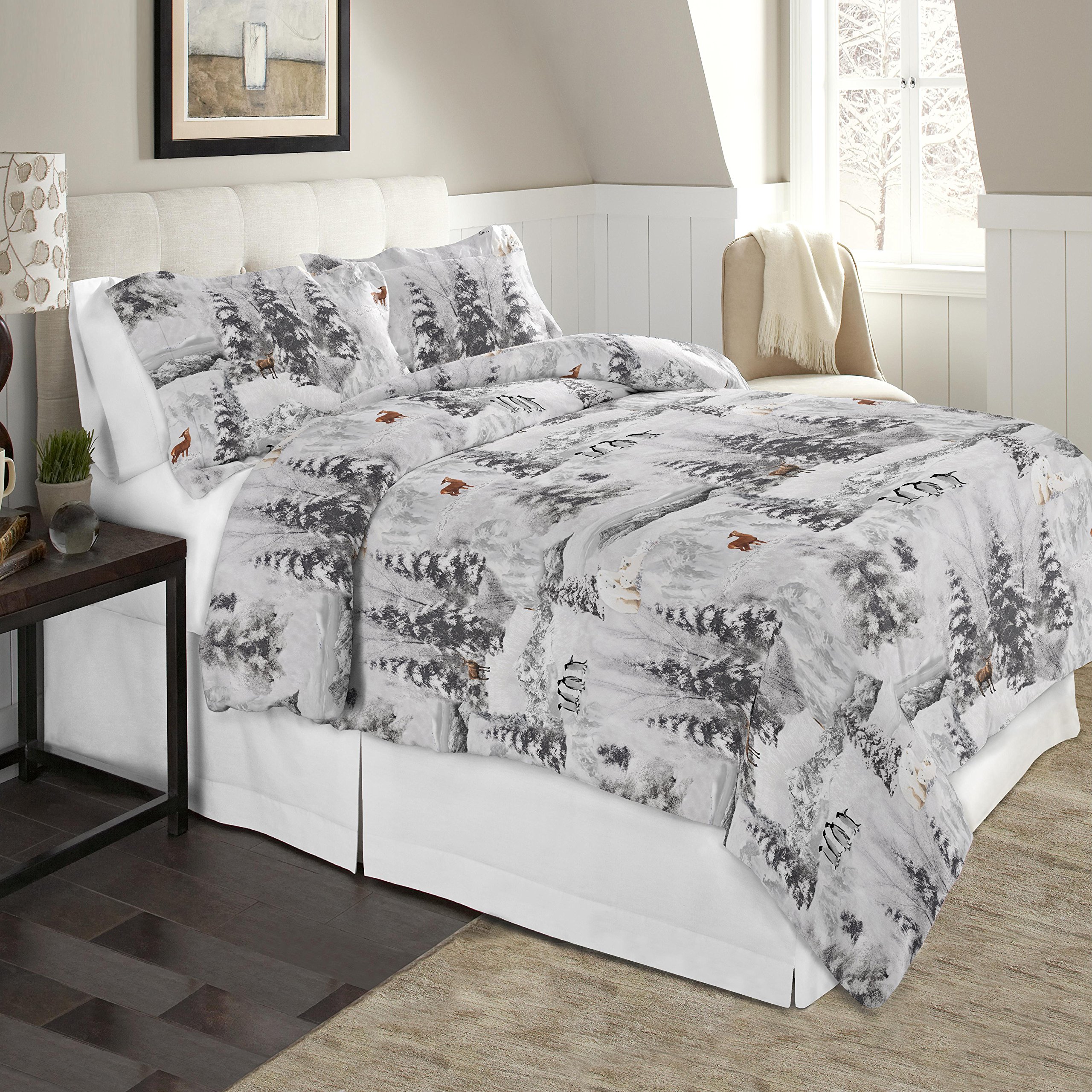 Celeste Home 190 GSM Full/Queen, Winterland Duvet Set- Warm & Cozy - 100% Cotton Flannel Pre-Shrunk - Extra Soft - Comfy - Double Brushed