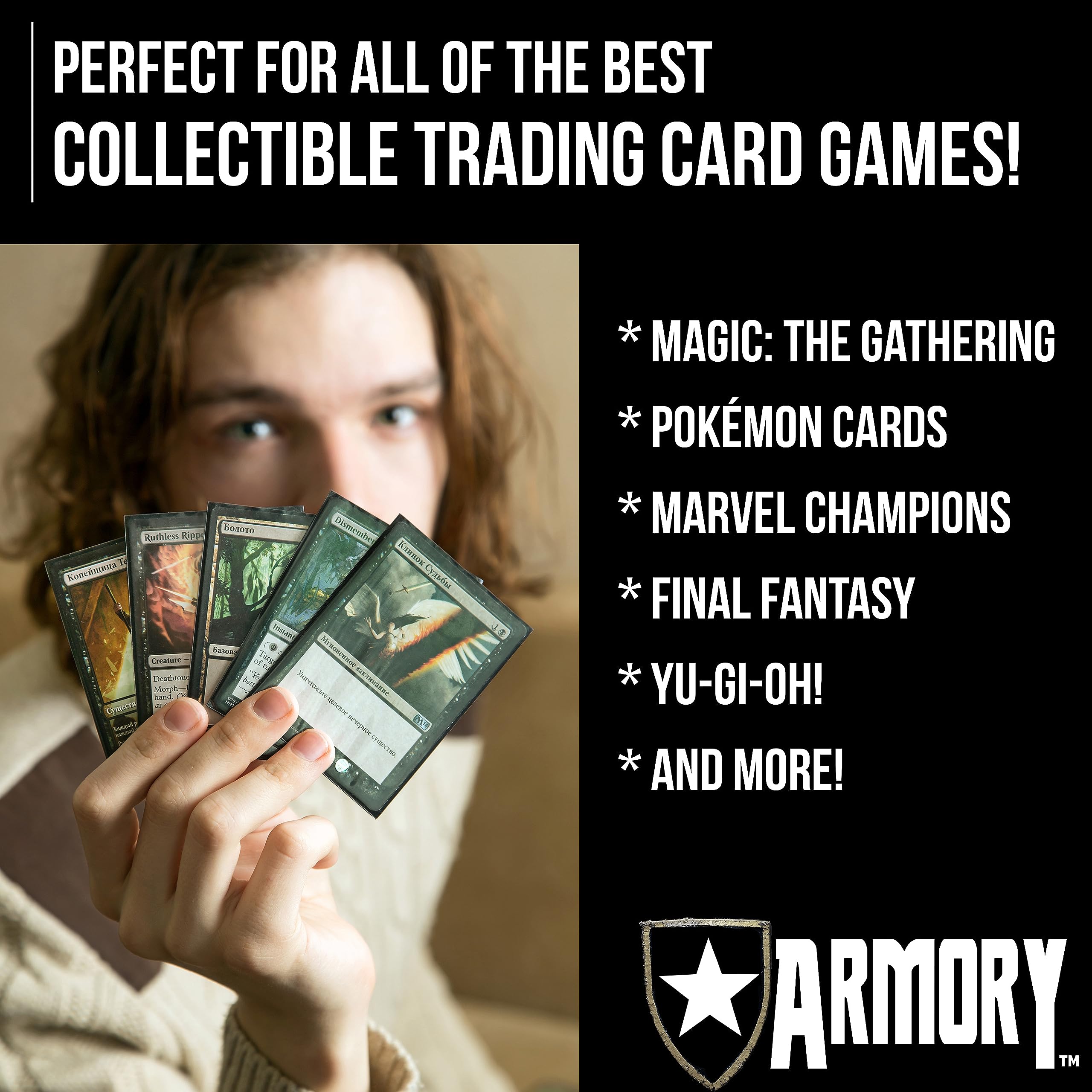 ARMORY 200 Pack Double Sleeves for Deck Cards | Made for Trading and Gaming Cards Yugioh, Yu-Gi-Oh!, Pokemon, Legends, Marvel Champions, Final Fantasy, TCG, CCG, LCG, MTG, JRPG