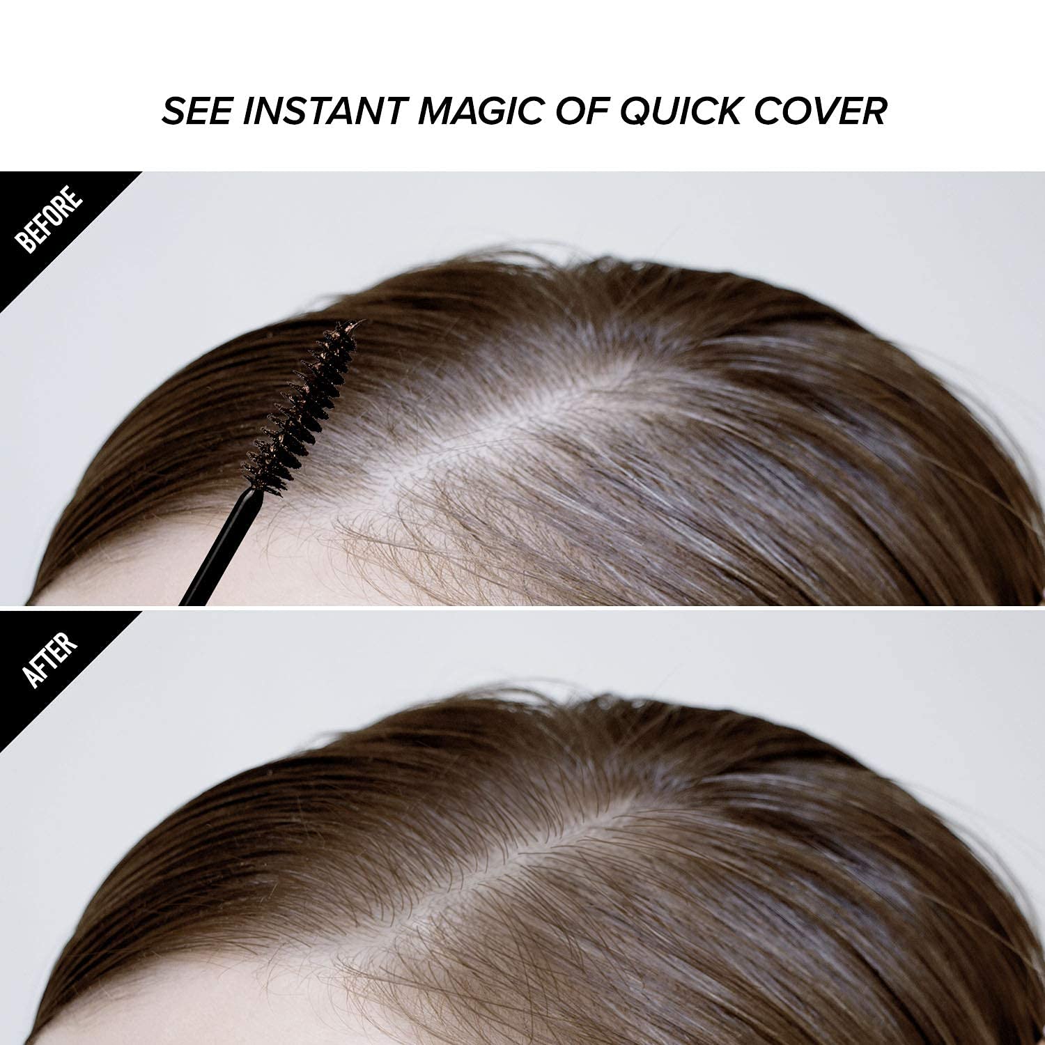 RED by Kiss Quick Cover Root Touch Up Mascara 2PCS Water-Resistant Temporary Gray Concealer Cover Up Brush for Hair and Beard (Natural Medium Brown)