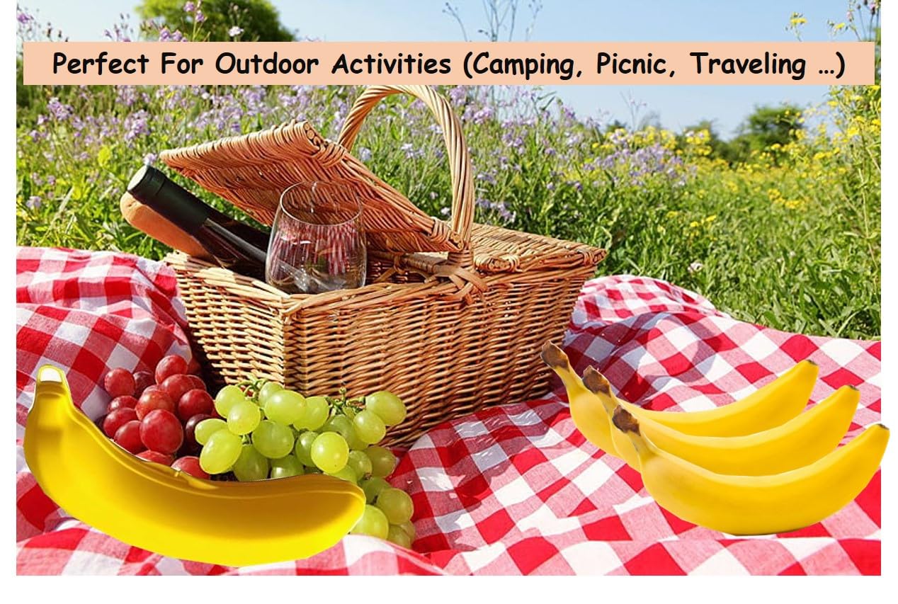 Banana Keeper On The Go Outdoor Travel Case BPA-Free Fruit Protector Saver Portable Banana Holder for Lunch Boxes Cute Carrier Storage Box 2 Pack Yellow (Banana Keeper)