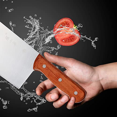 ZHANG XIAO QUAN SINCE 1628 Chinese Chef's Knife,Stainless Steel Meat And Vegetable Cleaver Knife with Ergonomic and Sturdy Wooden Handle