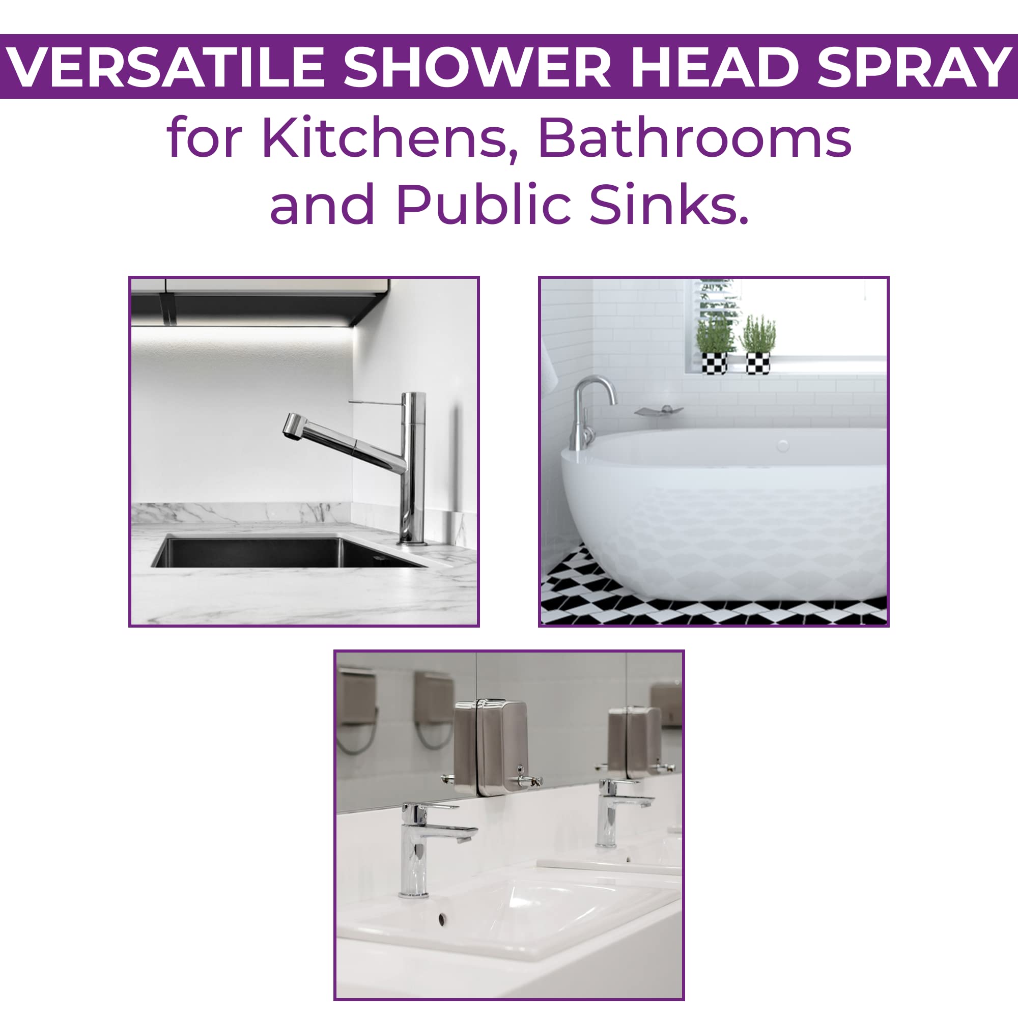 Blue Canyon Vector White Shower Head (SH001), Polished, Wall Mounted, Round, 1.5 meters Hose, 1 Jet