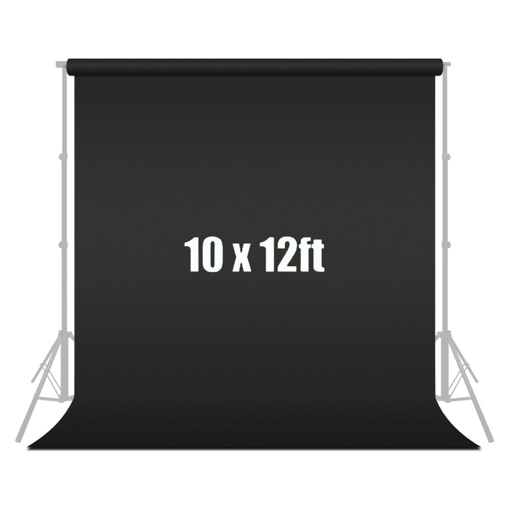 Julius Studio 10 x 12 ft. Black Backdrop Background Screen, Superior 150GSM Density Fabric Material, Premium A+ Grade Silk Texture for Professional Photo Video Studio, Family Event, Party, JSAG120