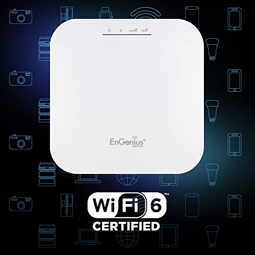 EnGenius EWS357AP WiFi 6 AX1800 2x2 Gigabit Wireless Access Point with 1Gbps Port, OFDMA, MU-MIMO, PoE+, WPA3, 1GB RAM, License-Free Management Tools (Power Adapter Not Included)