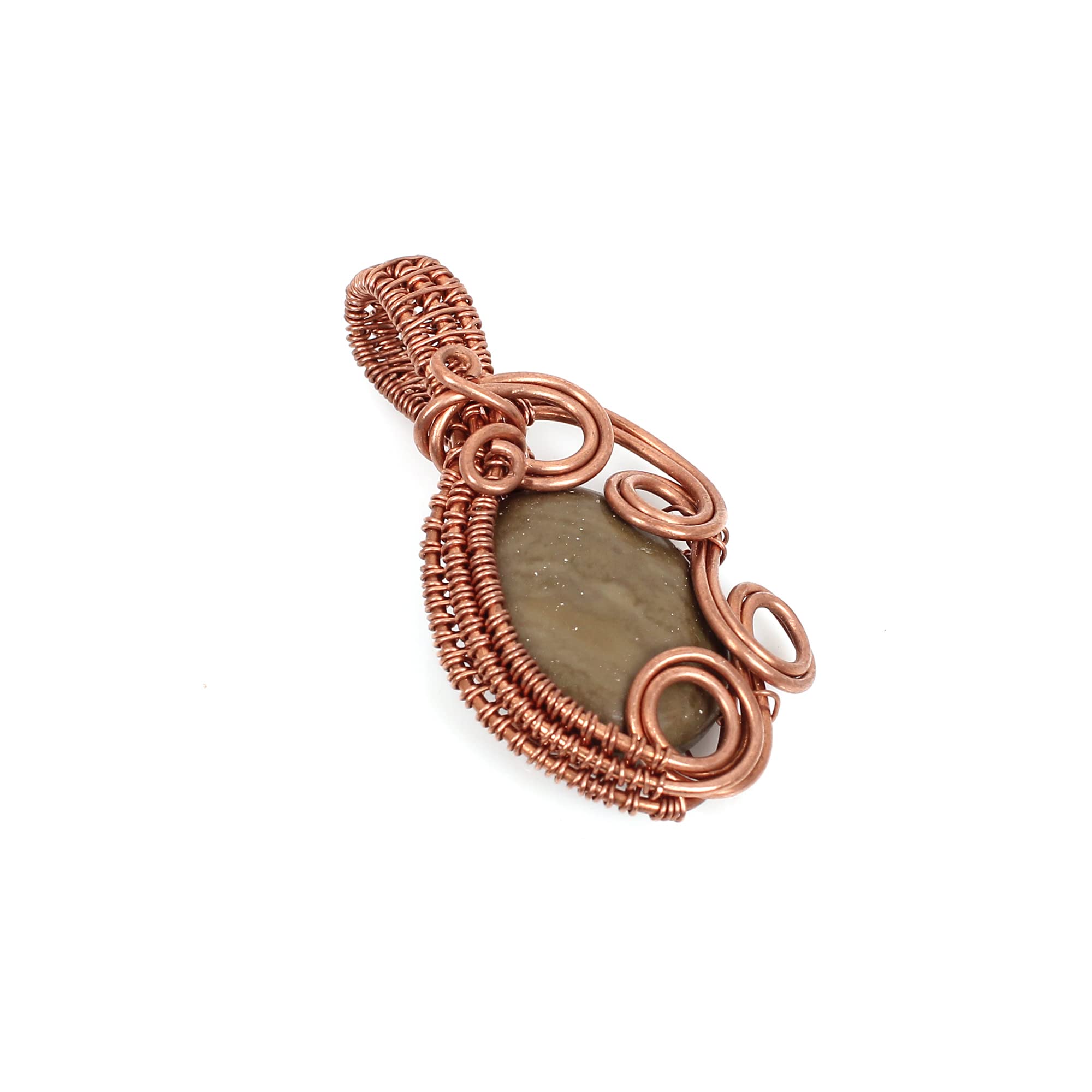 Antique Fancy Design Fancy jasper Stone Cushion Cabochon Wrapped Pendant For Unisex
