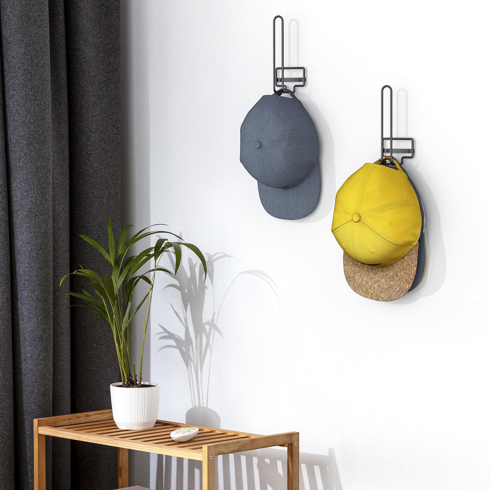 ORLESS Hat Rack for Baseball Caps, Adhesive 2 Pack Hat Organizer for Wall Mount, Storage Holds Up to 20 Caps, Hat Holder for Closet Bedroom, Strong Hat Hanger