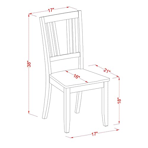 East West Furniture Dudley Dining Chairs, Wood Seat, DUC-BLK-W