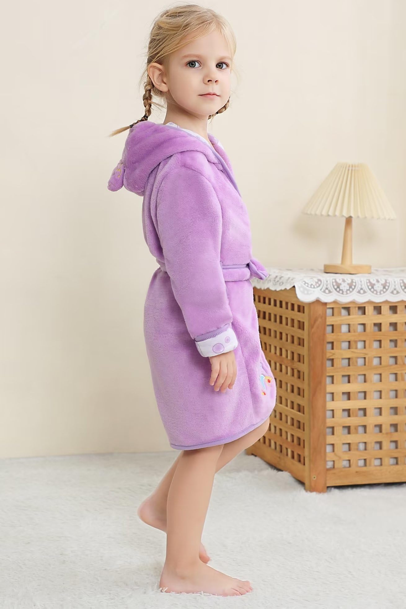 JUNG KOOK Toddler Baby Boys Girls Cartoon Bathrobe Cape Beach Towel Hoodie Robe Night-Robe