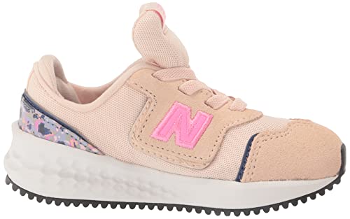 New Balance Kid's X70 V1 Bungee Sneaker, Vintage Rose/Moon Shadow/Vibrant Pink, 2 Wide Infant