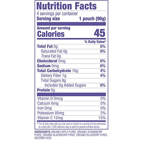 Plum Organics Mashups, Organic Kids Applesauce, Strawberry Blackberry & Blueberry, 3.17 Ounce Pouch, 4 Count