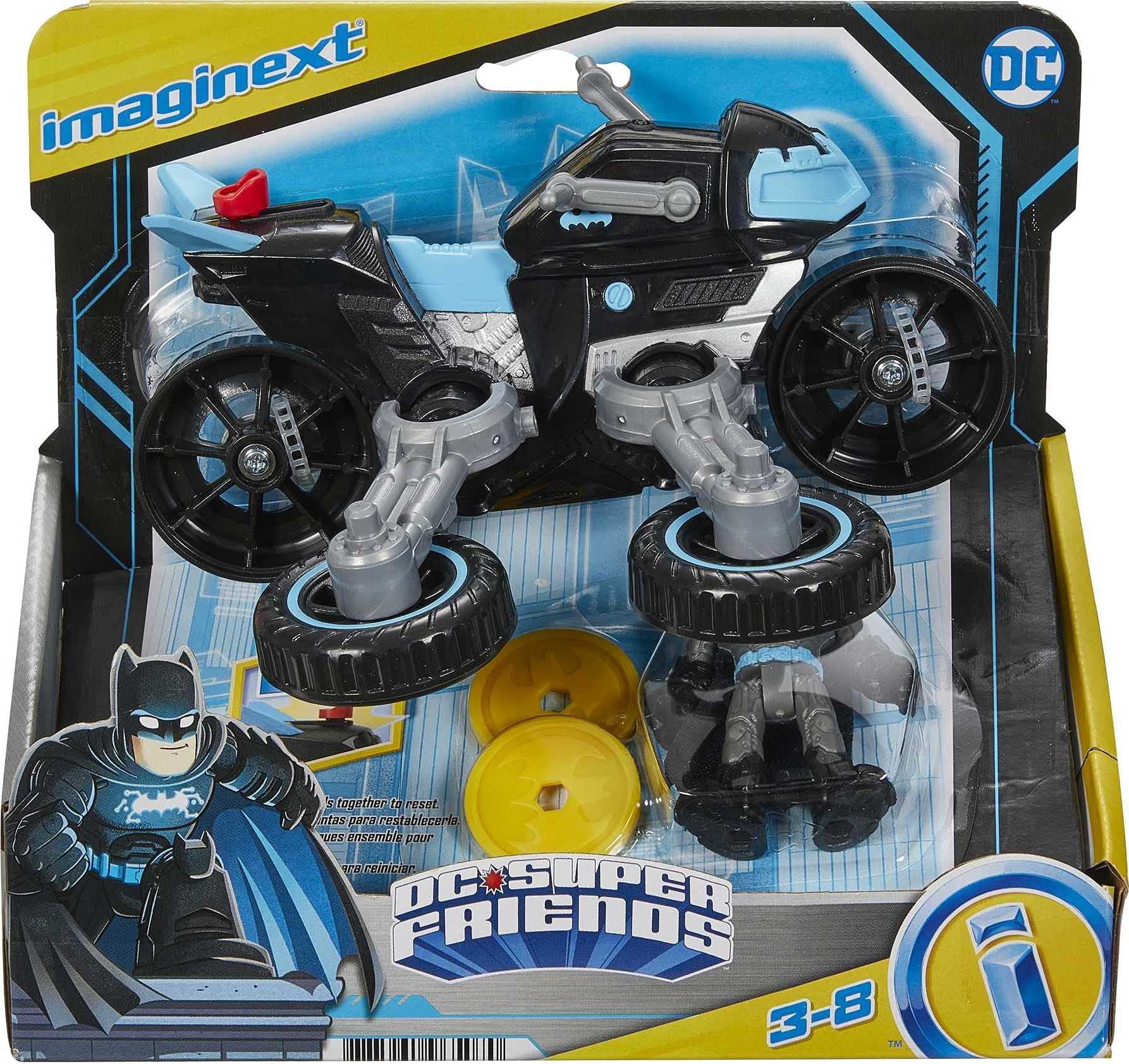 Fisher-Price Imaginext DC Super Friends Batman Toy Bat-Tech Batcycle Vehicle & Figure Set for Preschool Pretend Play Kids Ages 3+ Years