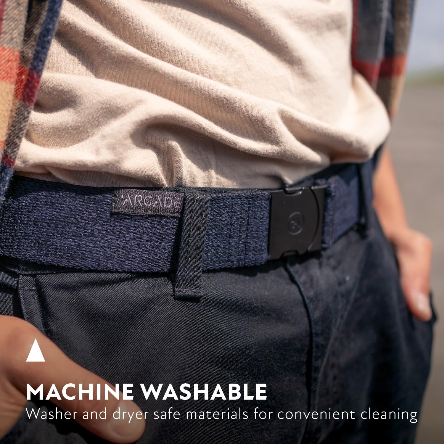 Arcade The Original Unisex Adventure Belt, Repreve Elastic Webbing, Non-Metal Travel Friendly Buckle, Open Range - Ivy Green