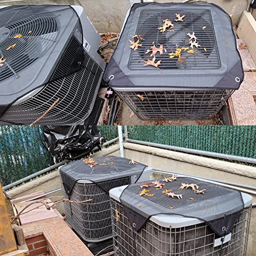 Air Conditioner Covers for Outside Units Central Ac Cover Leaf Guard Heavy Duty Mesh AC Defender for Outdoor Square Units, All Season Black (24 x 24 inch )