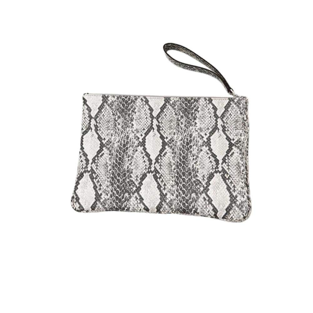 Handbags for Women Snake Printed Clutch Purse Snakeskin Envelope Clutch Bags for Casual Wedding Party (Light grey)