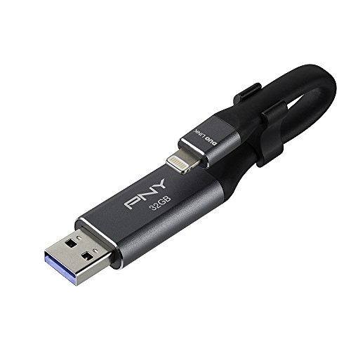PNY 32GB DUO LINK iOS USB 3.0 OTG Flash Drive for iPhone & iPad and Computers - External Mobile Storage for photos, videos, and more