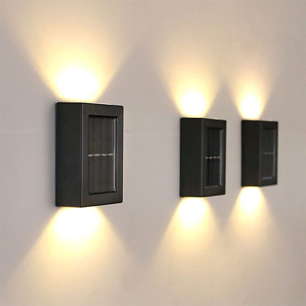 LUOFDCLDDD Spotlight,2Pcs Solar Wall Sconce Lamp up and Down Wall Lighting Garden Decoration, Solar Sensor Security Lights, Led Square Outdoor Spotlight, Exterior Wall Lamps for Garden Patio Yard/RGB
