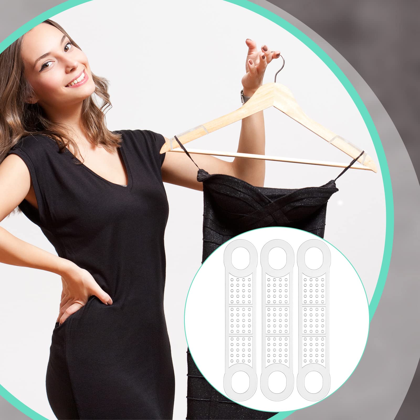 Non Slip Rubber Clothes Hanger Grips Clear Silicone Clothing Hanger Strips Clothes Hanging Accessories for Wood Hangers Plastic Hangers Home Stores Use (200 Pcs)