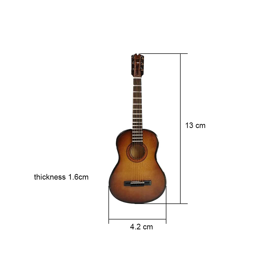 ALANO Mini Guitar model, Wooden Decorative Ornament, Mini Musical Ornament with leather case (13cm)(G-C-13-S)