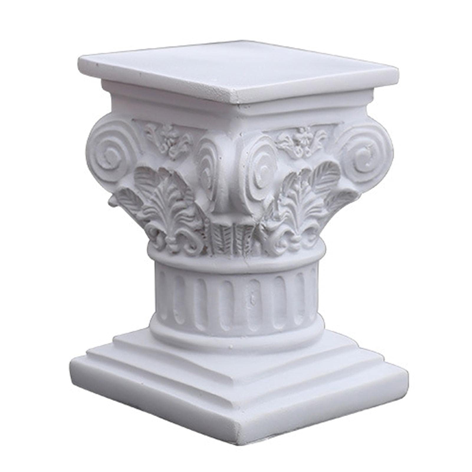 soarflight Roman Pillar Greek Column Resin Statue Figurine Base Pedestal Stand Birthday Party Wedding Table Sand Game Decor Supplies Great for Home Garden Classy, White, Square Small