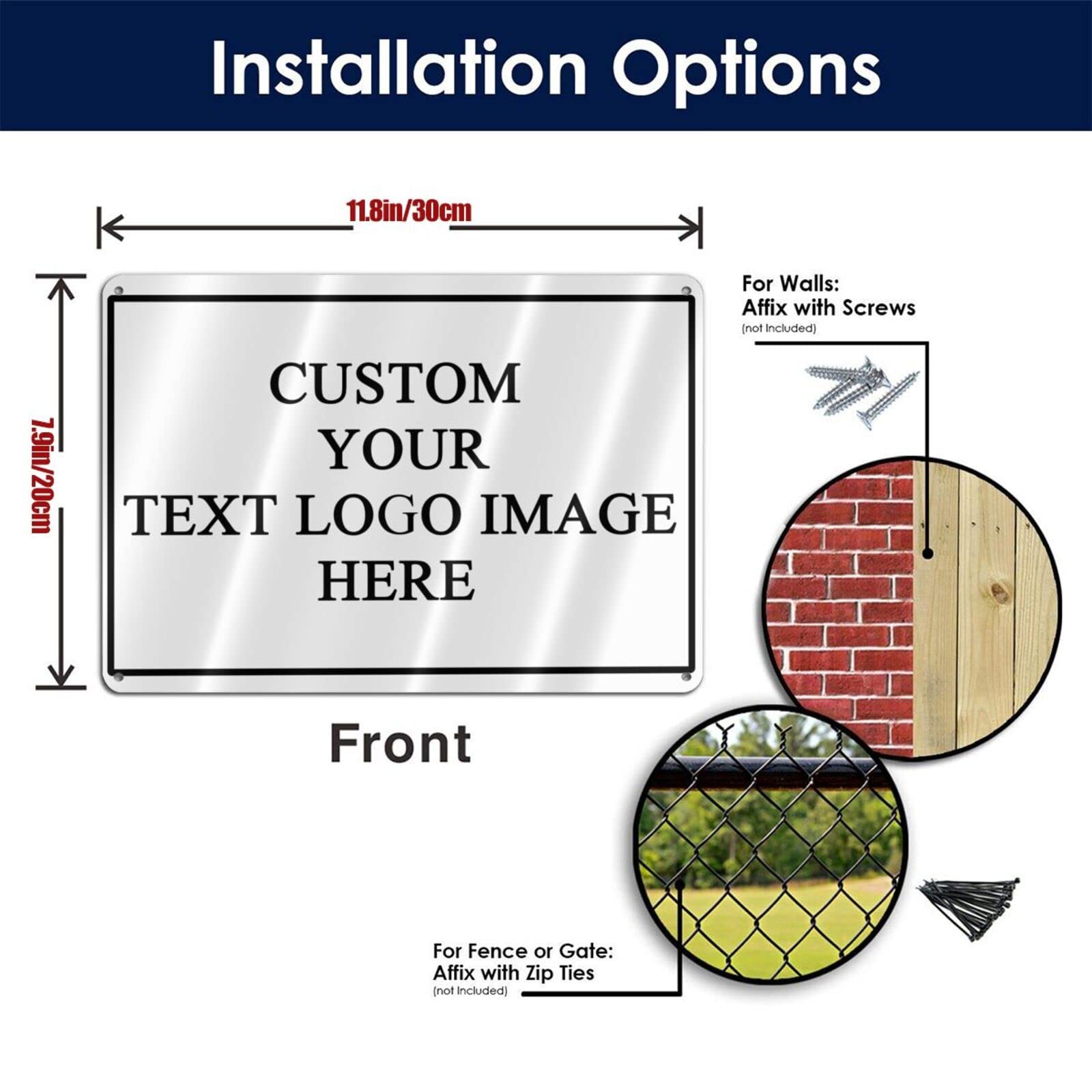 Custom Aluminum Sign Add Your Text Logo Image Design Personalized Aluminum Windproof and Rust-Proof Metal Signs for Showrooms, Living Rooms, Gardens and Other Places