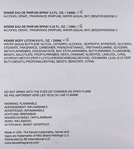 Kensie Fragrance for Her Eau De Parfum 3.4 FL. Oz, Eau De Parfum 0.3 FL. Oz, and Body Lotion 6.8 Oz