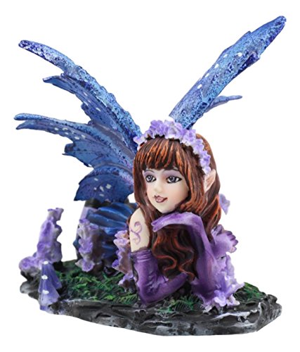 Ebros Fantasy Lavender Meadow Purple Girl Fairy Figurine 3.75" Long Faery FAE Pixie Garden Collectible Accessory