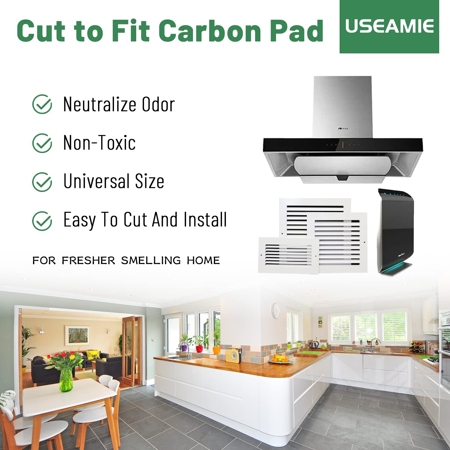 Cut to Fit Carbon Pad Pre Filter Roll for Air Purifiers Furnace Filters Trash Cans and Air Conditioner Filters