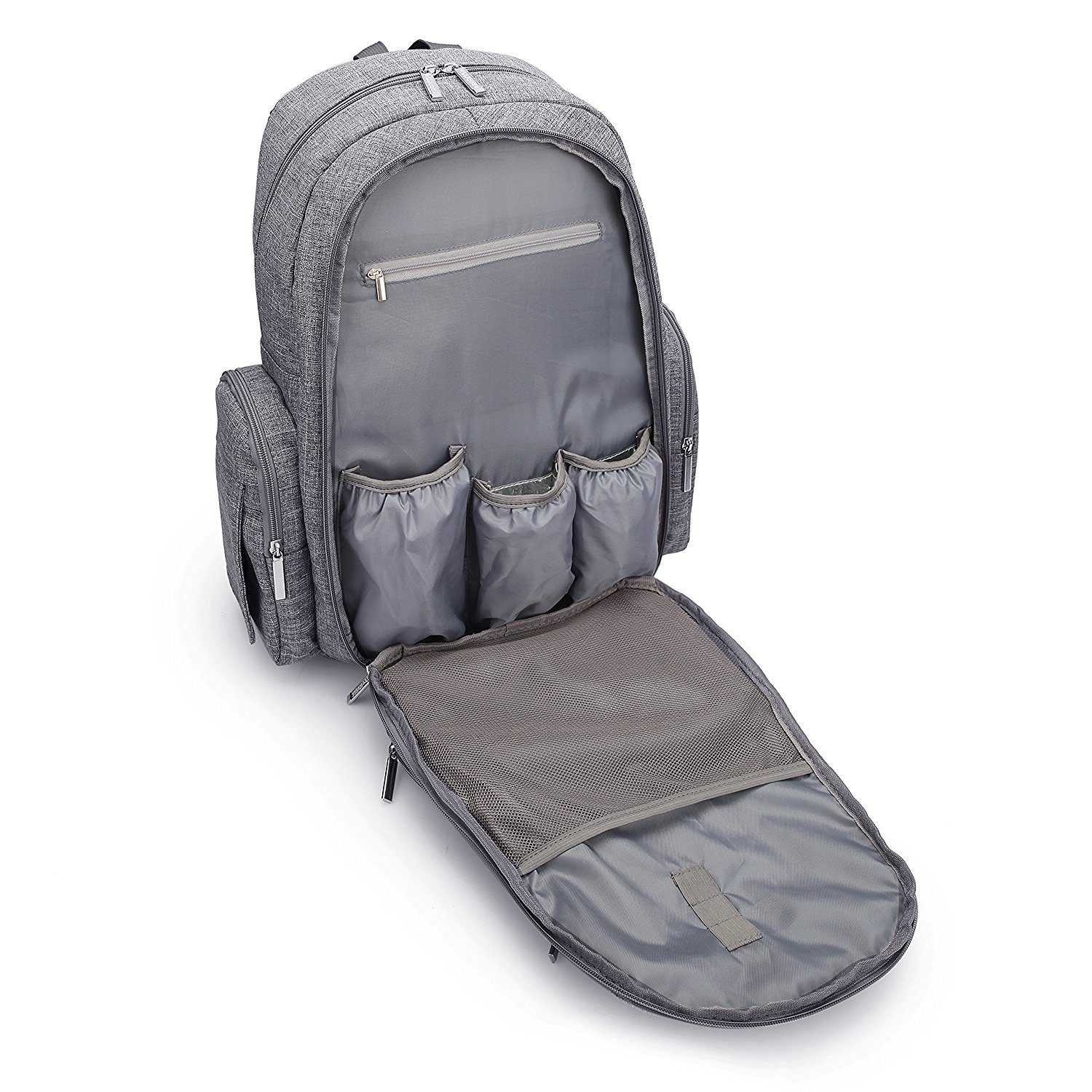 Skyla Homes Diaper Bag Backpack - Scratch Proof Baby Diaper Bag with Insulated Pockets, Large Water-Resistant Baby Bag, Multi-Functional Travel Knapsack (Grey)