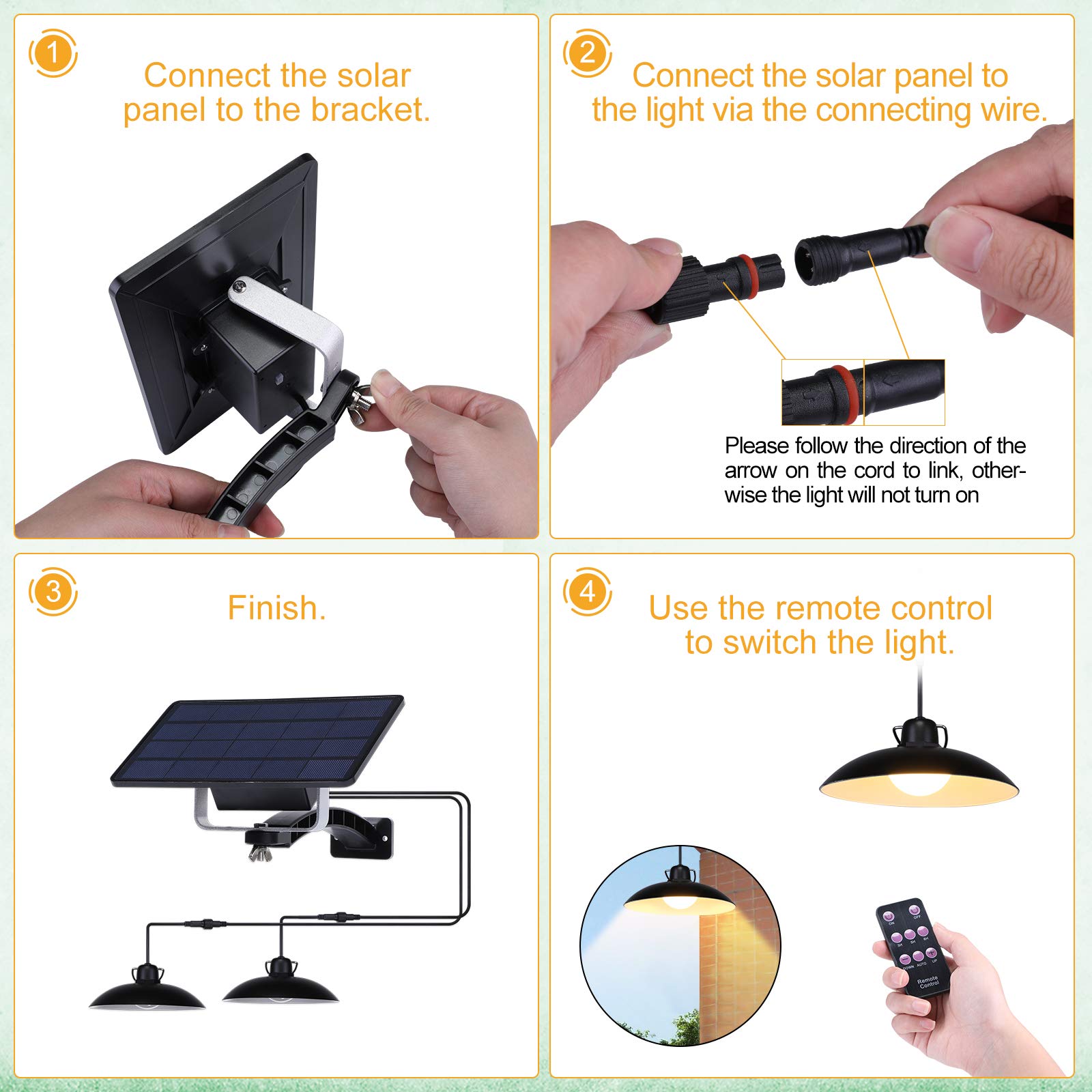 KINBEDY Solar Pendant Light Outdoor Indoor Shed Lights Adjustable Brightness Solar Barn Light Hanging Lamp IP65 Waterproof with 6M Extension Cord for Entryways, Yards, Garden Warmwhite