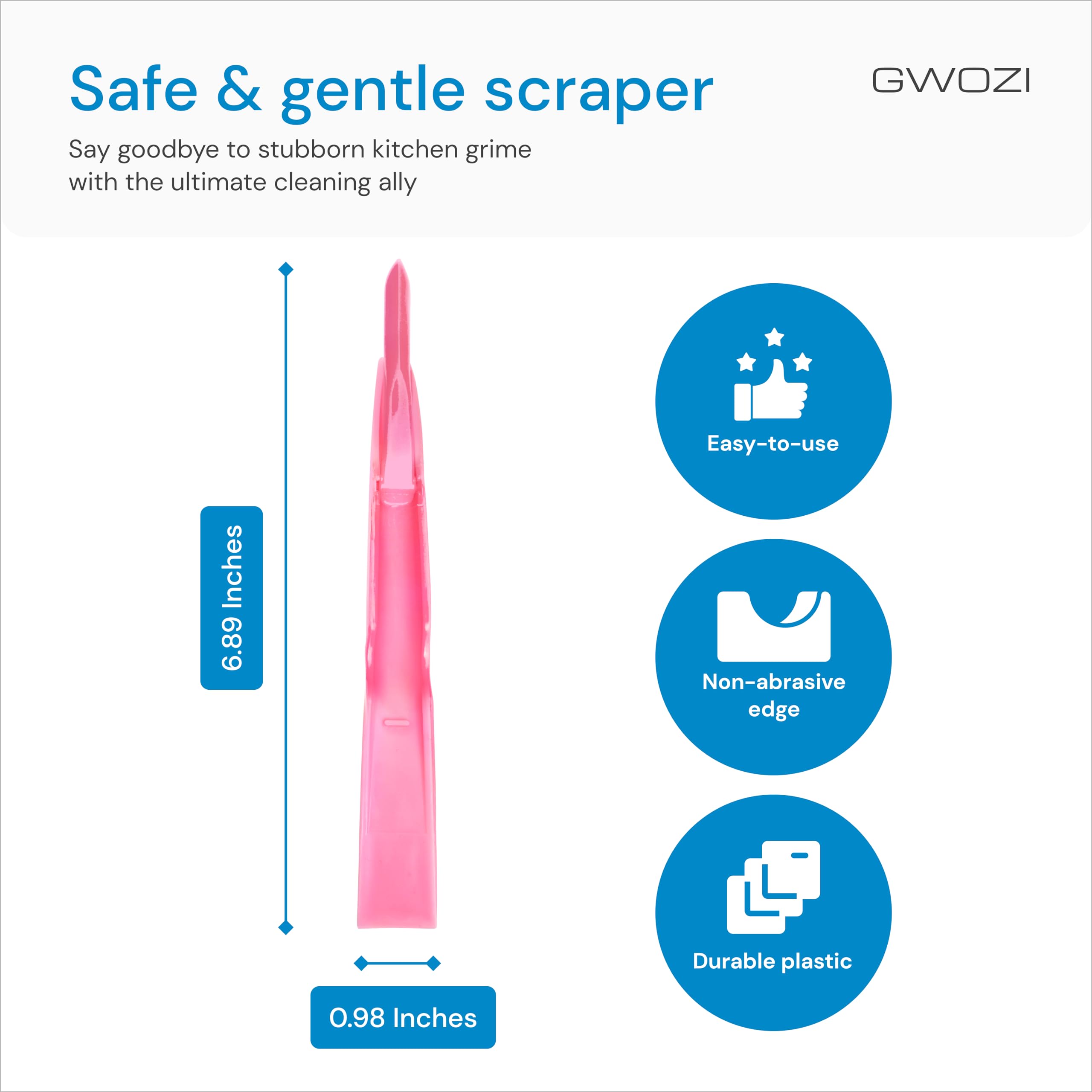 Plastic Scraper for Cleaning Small and Narrow Spaces - Multipurpose Scraper Tool Kitchen - Food, Gum, Dirt & Sticker Remover Tool 2 Pcs - Non Scratch Scraper for Cleaning Grill, Glass, Stove