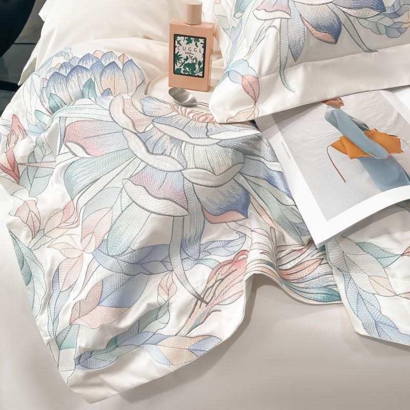 Duvet Cover 4 Pieces Set, Embroidery, Cotton Queen Size
